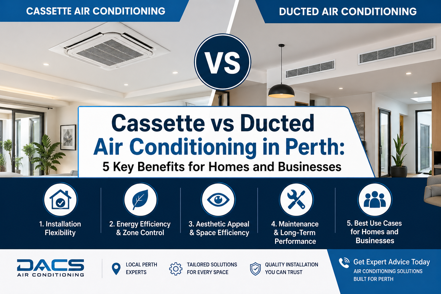 Cassette vs Ducted Air Conditioning in Perth: 5 Key Benefits